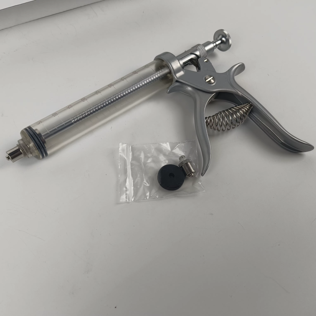 Adjustable Metal Veterinary Syringe – 5ml/10ml/20ml, Reusable Livestock Injector for Cattle ...